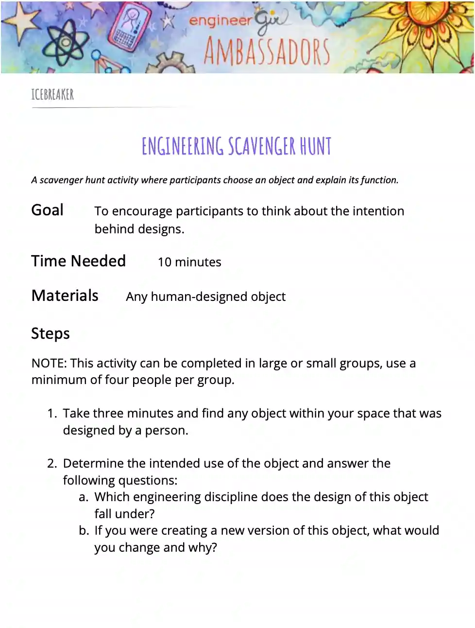 Engineering Scavenger Hunt Answers