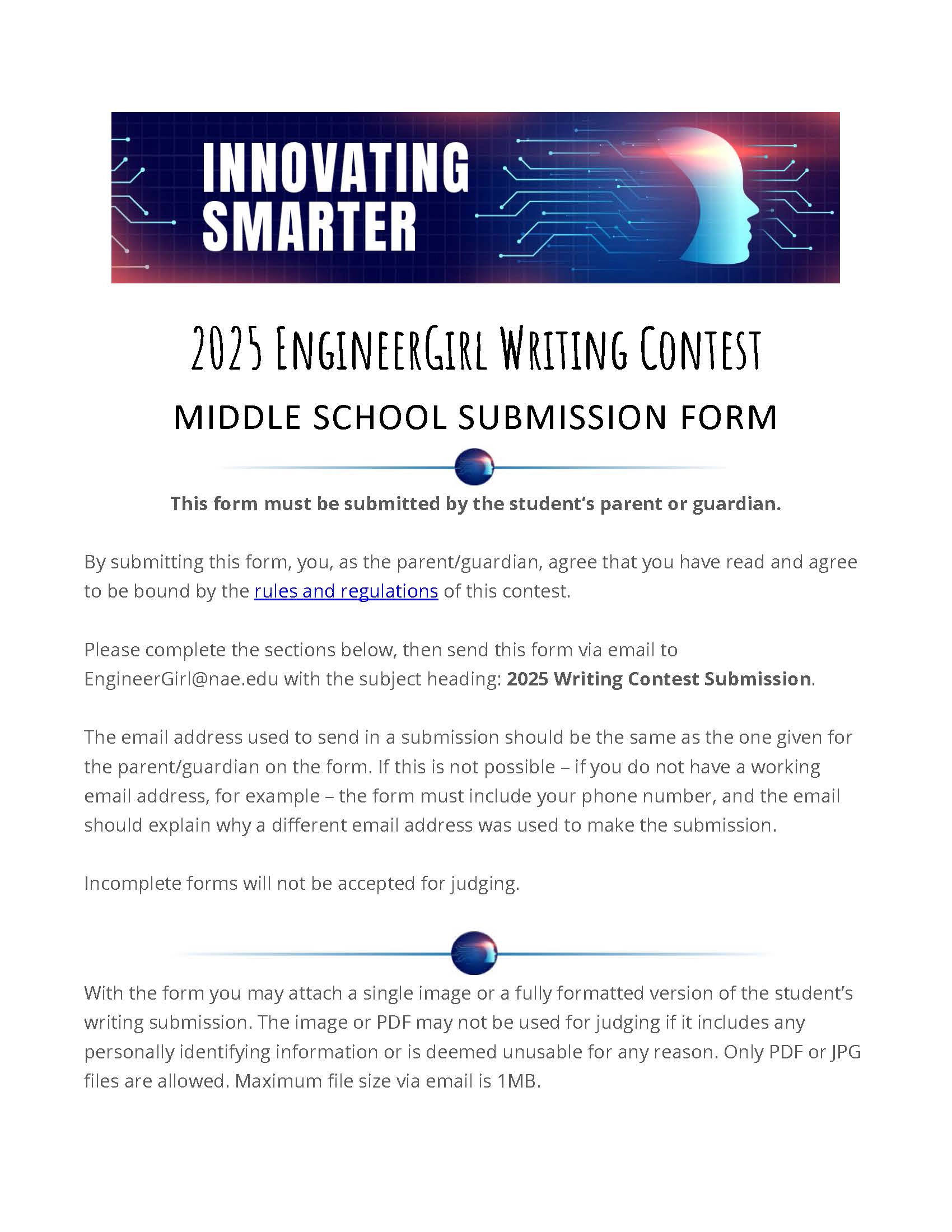 EngineerGirl - 2025 Writing Contest PDF Forms